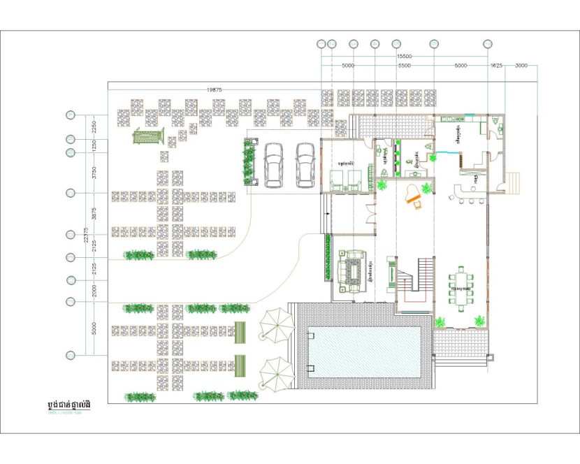 4 Bedroom Modern Villa design Size 15.5x22.4m - SamPhoas Plan