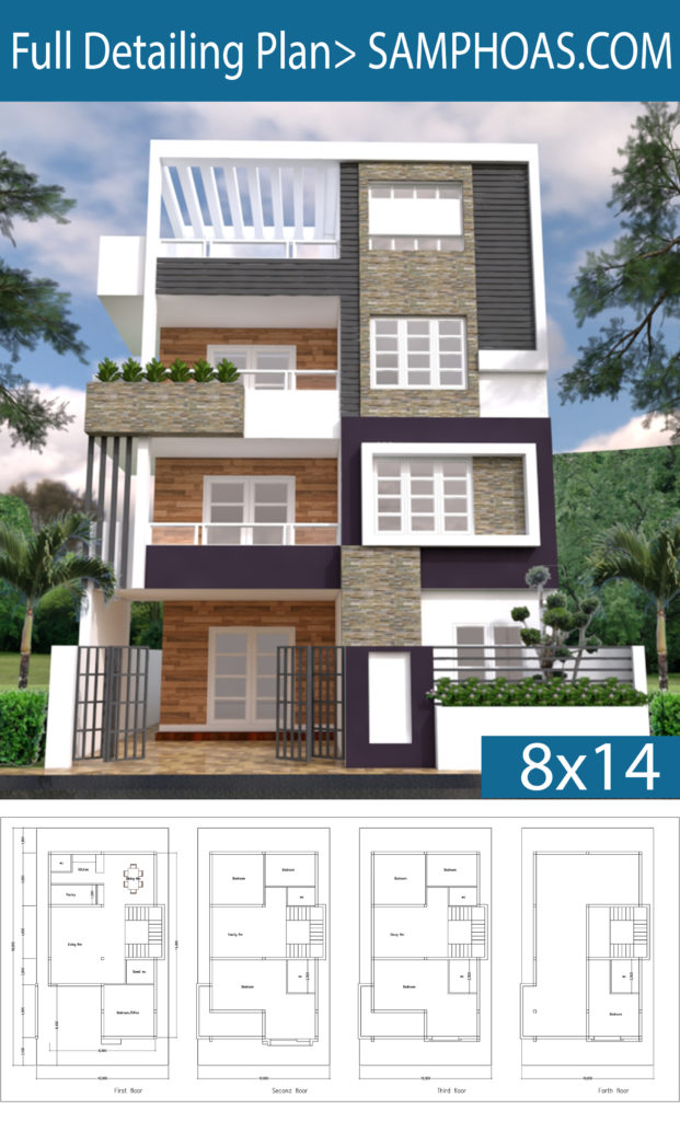 8 Bedrooms Home Plan 8x14m - SamPhoas Plan