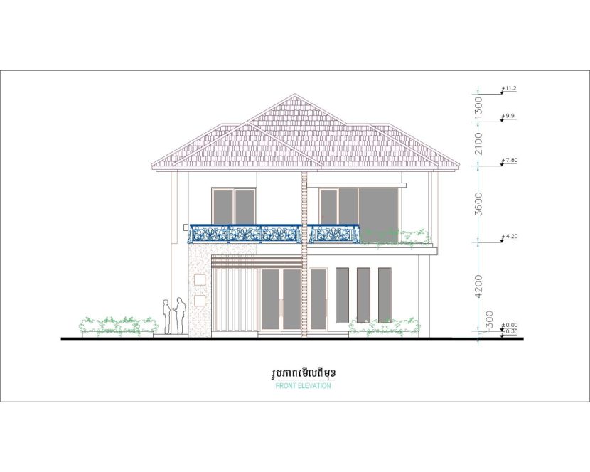 4 Bedroom Home Plan Full Exterior and Interior 10x15.6m - SamPhoas Plan