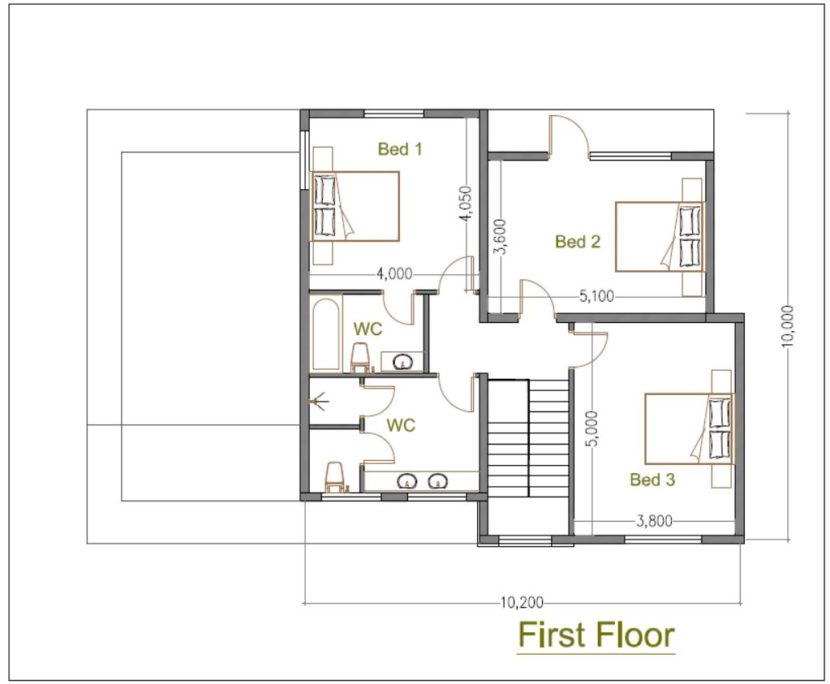4 Bedroom Home Design Plan 14.4x10m - SamPhoas Plan