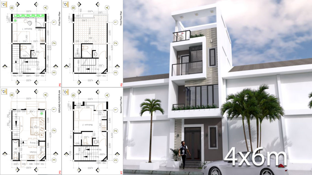 Elevated House Plans for Narrow Lots 5x20 Meter - SamPhoas Plan