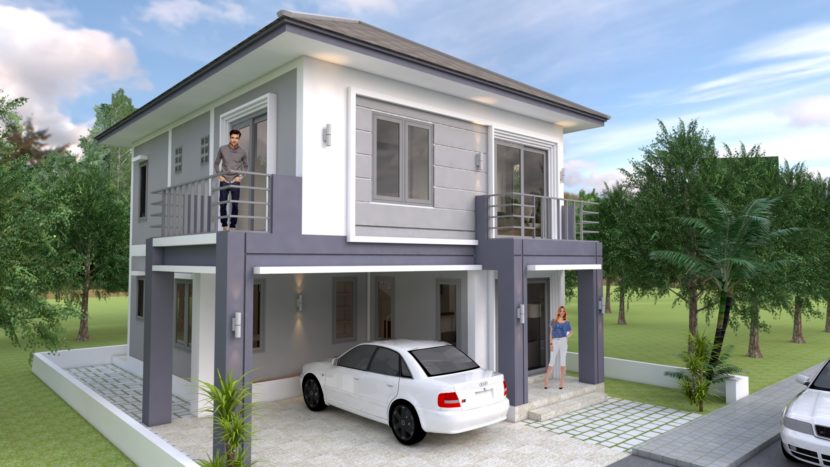 4 Bedrooms Home Design Plan 8x10m - SamPhoas Plan
