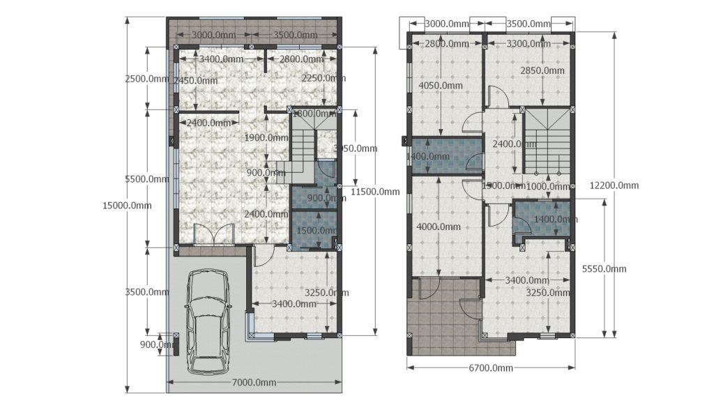 Home Design Plan 7x15m with 5 Bedrooms - SamPhoas Plan