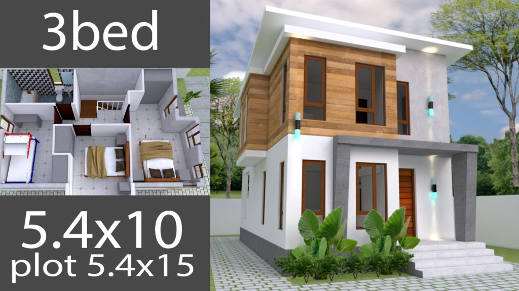 3D Simple House Plan with Two Bedrooms 22x30 Feet - SamPhoas Plan