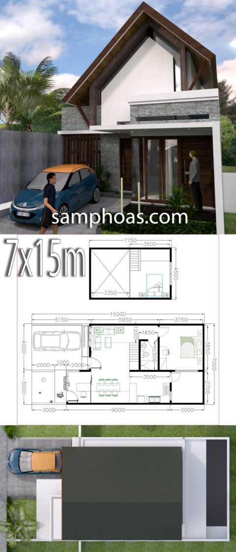One Story Home Design 7x15m - SamPhoas Plan